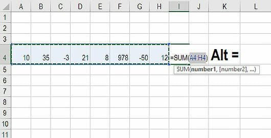 Autosum Excel - Type the ALT= Shortcut to Quickly Sum #'s in Excel