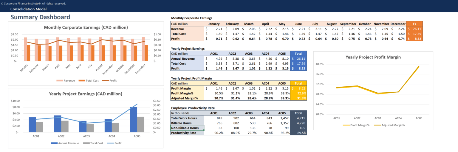 Consolidation Model Template - Overview, Excel Template
