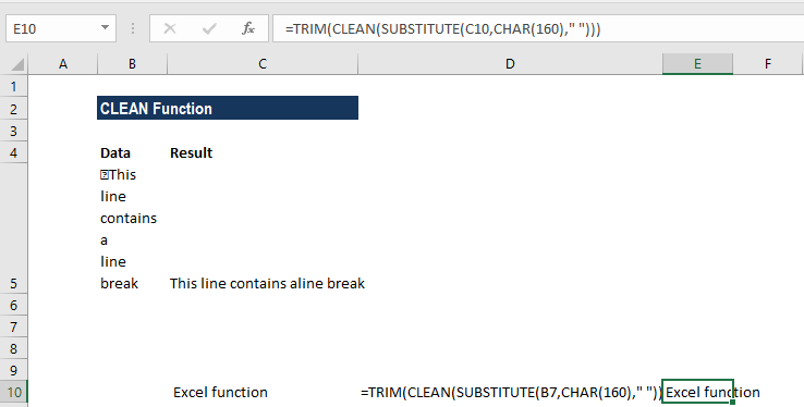 Clean Function Formula Examples How To Use Clean In Excel