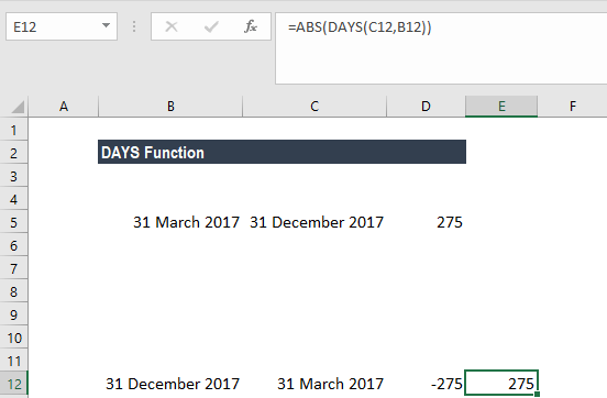 Days Function Formula Examples How To Use Days In Excel 6826