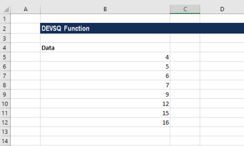 DEVSQ Function - Sum of the Squared Deviations in Excel