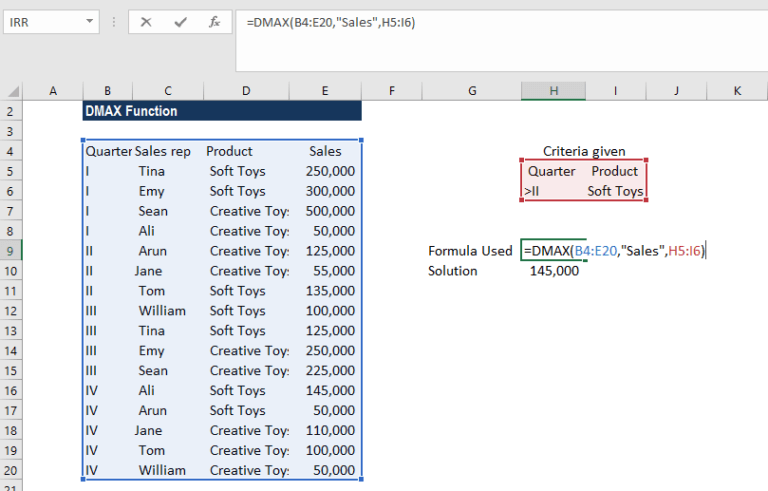 DMAX Function - Overview, Formula, Examples