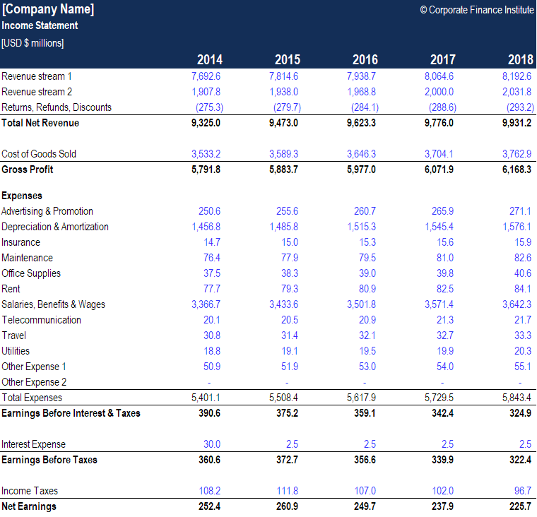 Income Statement Template Professional Word Templates