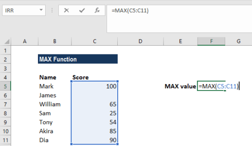 MAX Function - Formula, Example, Excel, Template