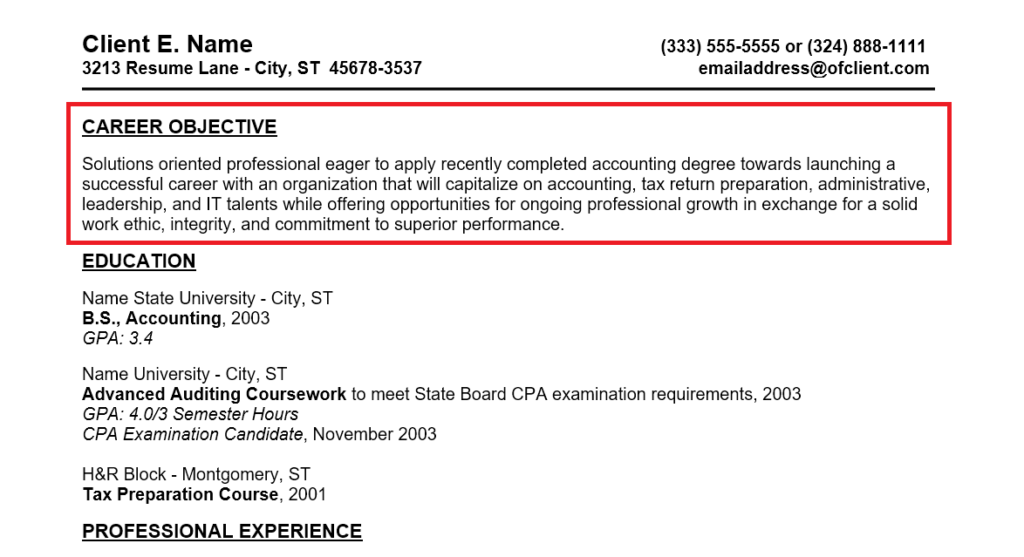 Resume Objective Overview When To Use How To Write
