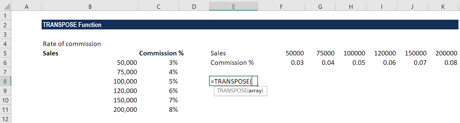 TRANSPOSE Function - Excel Formula, Examples, How To Use It